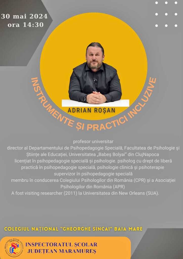 Conferință cu profesorul universitar Adrian Roșan - Graiul Maramureșului
